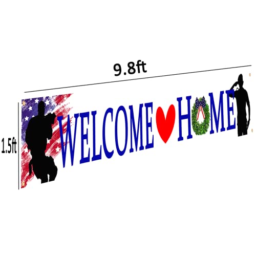 Welcome Home Banner Large Fabric America Flag Patriotic Soldier Backdrop Background,Patriotic Theme Deployment Returning Back Military Army Homecoming Party Decoration (1)