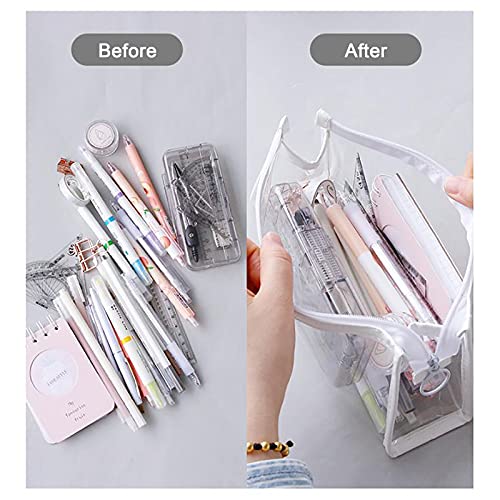 VICKO Clear Pencil Case,Transparent Pencil Pouch Large Capacity Cute Pencil Case Stationery Pen Case Pencil Bag Cosmetic Makeup Toiletries Organizer for Girls and Adults