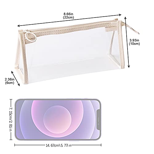 VICKO Clear Pencil Case,Transparent Pencil Pouch Large Capacity Cute Pencil Case Stationery Pen Case Pencil Bag Cosmetic Makeup Toiletries Organizer for Girls and Adults