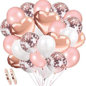 La Quinceañera Birthday Decorations (Mis Quince Anos Sash, "Feliz Quinceanera" Banner, Foil Rose Gold Curtains, Heart Balloons, Pink & White Balloons) 15th Birthday Party Supplies Photo Props