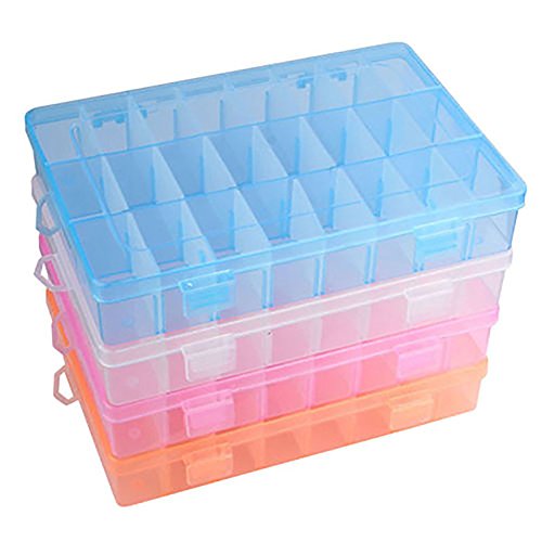 Academyus 24 Compartments Plastic Box Case Jewelry Bead Storage Container Craft Organizer