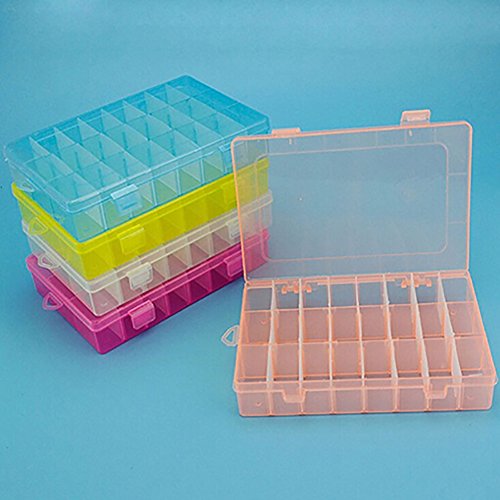 Academyus 24 Compartments Plastic Box Case Jewelry Bead Storage Container Craft Organizer