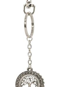 Tree of Life 4X Magnifying Glass Sliding Top Key Chain (Silver Tone)