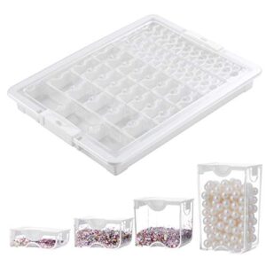 diamond bead storage system, 50 pcs removable clear plastic painting drill organizer with snap shut lid for nail art rhinestone jewelry diy diamond cross stitch tools and other small items