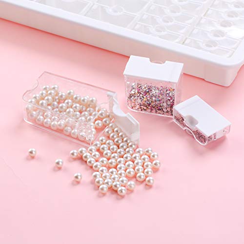 Diamond Bead Storage System, 50 Pcs Removable Clear Plastic Painting Drill Organizer with Snap Shut Lid for Nail Art Rhinestone Jewelry DIY Diamond Cross Stitch Tools and Other Small Items