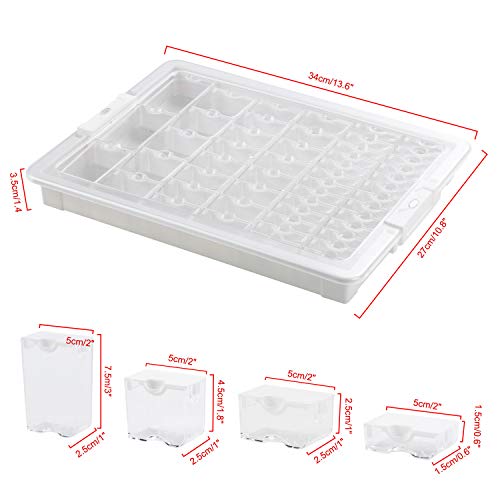 Diamond Bead Storage System, 50 Pcs Removable Clear Plastic Painting Drill Organizer with Snap Shut Lid for Nail Art Rhinestone Jewelry DIY Diamond Cross Stitch Tools and Other Small Items