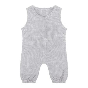 symunnia toddler baby summer clothes sleeveless tank bodysuit stripe one piece jumpsuits linen romper outfit(6-9months,striae)