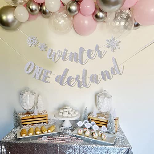 Winter Onederland Snowflake Banner - Winter/snowflake 1st Birthday,winter Party Decorations,silver Snowflake Banner,winter Onederland Birthday Sign