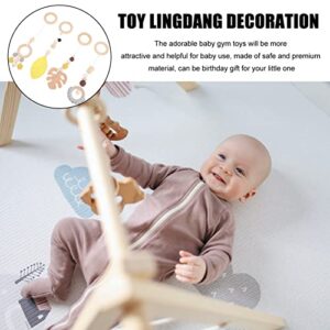 Toddmomy Wood Baby Gym with 4 Wooden Pendant Toys Wooden Gym Hanging Toys, Wooden Hanging Toys Baby Play Gym for Newborn Gift （ Yellow ）