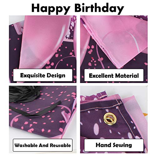 PAKBOOM Happy 75th Birthday Banner Backdrop - 75 Birthday Party Decorations Supplies for Women - Pink Purple Gold 4 x 6ft