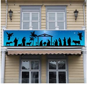 Manger Scene Religious Christmas Yard Signs-Holy Nativity Christmas Banner Large Xmas Yard Sign for Religious Christmas Decoration