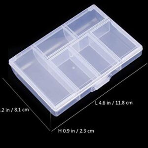 Minitimi 6 Grids Clear Plastic Organizer Box Storage Container Jewelry Box for Fishing Tackles Nail Rhinestones Beads Art DIY Crafts Organizer