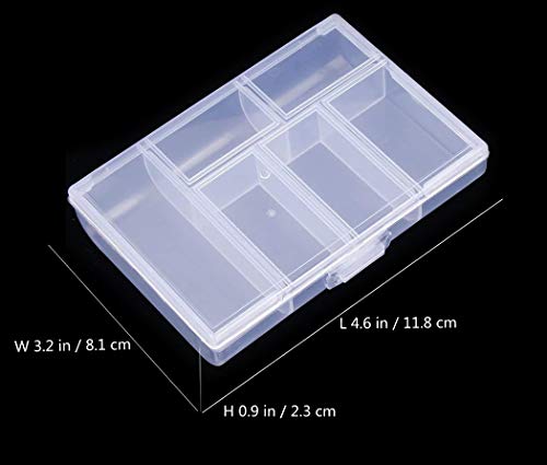 Minitimi 6 Grids Clear Plastic Organizer Box Storage Container Jewelry Box for Fishing Tackles Nail Rhinestones Beads Art DIY Crafts Organizer