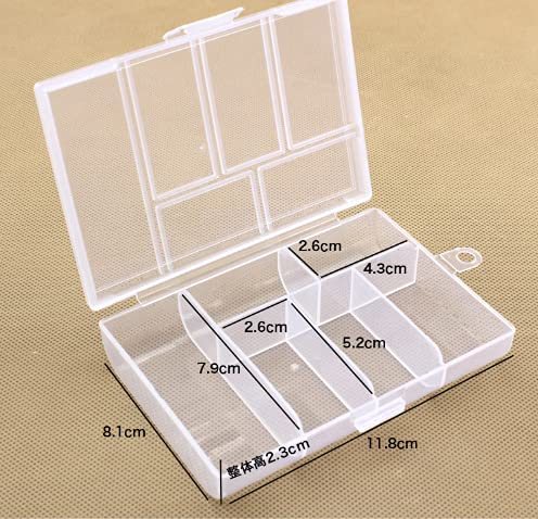 Minitimi 6 Grids Clear Plastic Organizer Box Storage Container Jewelry Box for Fishing Tackles Nail Rhinestones Beads Art DIY Crafts Organizer