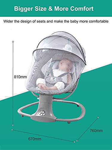 Electric Baby Rocking Chair, Foldable Stationary Baby Swing, 5 Amplitudes Baby Rocker with Music, Bluetooth and Timing Function, Portable Bouncing Baby Seat for Inside and Outdoor (Pink)