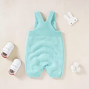 Wytyjxccyy My 1st Easter Outfit Newborn Baby Girl Boy Bunny Knitted Romper Overalls Suspender Jumpsuit Spring Summer Clothes (Blue,12-18 Months)