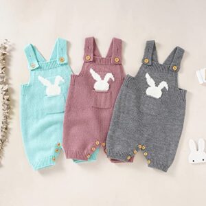 Wytyjxccyy My 1st Easter Outfit Newborn Baby Girl Boy Bunny Knitted Romper Overalls Suspender Jumpsuit Spring Summer Clothes (Blue,12-18 Months)