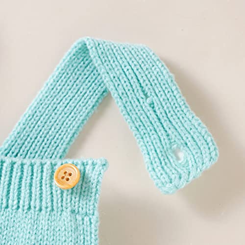 Wytyjxccyy My 1st Easter Outfit Newborn Baby Girl Boy Bunny Knitted Romper Overalls Suspender Jumpsuit Spring Summer Clothes (Blue,12-18 Months)