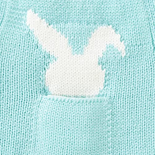 Wytyjxccyy My 1st Easter Outfit Newborn Baby Girl Boy Bunny Knitted Romper Overalls Suspender Jumpsuit Spring Summer Clothes (Blue,12-18 Months)