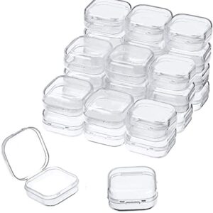 SKUPSY 20 Pcs Mini Clear Plastic Box Square Jewelry Earplug Pill Storage Box Case Container with Lid for Storage of Small Items, Crafts, Jewelry, Hardware