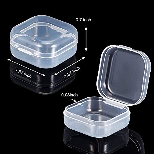 SKUPSY 20 Pcs Mini Clear Plastic Box Square Jewelry Earplug Pill Storage Box Case Container with Lid for Storage of Small Items, Crafts, Jewelry, Hardware