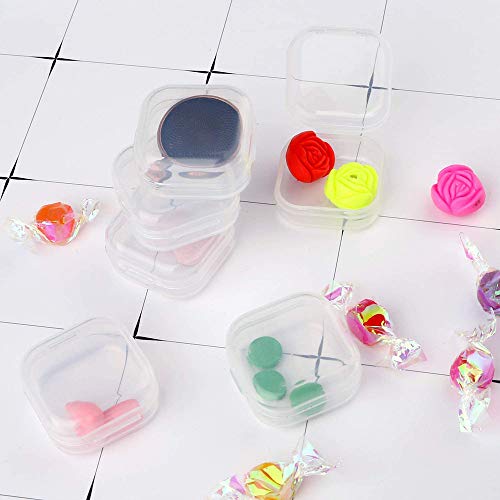 SKUPSY 20 Pcs Mini Clear Plastic Box Square Jewelry Earplug Pill Storage Box Case Container with Lid for Storage of Small Items, Crafts, Jewelry, Hardware