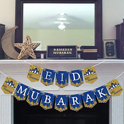 Partyprops Eid Mubarak Banner - Eid Mubarak Decoration - Eid Mubarak Party Decorations Supplies - Eid Mubarak Banner Bunting - No Assembled Required