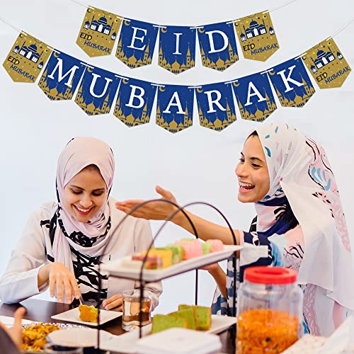 Partyprops Eid Mubarak Banner - Eid Mubarak Decoration - Eid Mubarak Party Decorations Supplies - Eid Mubarak Banner Bunting - No Assembled Required