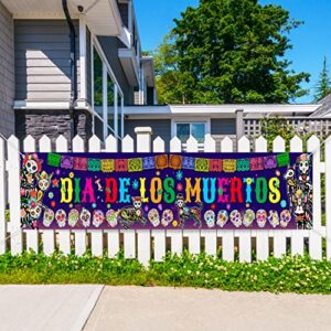 dia de los muertos banner for day of the dead party decorations, with mexica banner cat dog sugar skull yard sign halloween decorations backdrop outdoor easter mexica fiesta party supplies decor