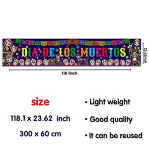 Dia De Los Muertos Banner for Day of The Dead Party Decorations, With Mexica Banner Cat Dog Sugar Skull Yard Sign Halloween Decorations Backdrop Outdoor Easter Mexica Fiesta Party Supplies Decor