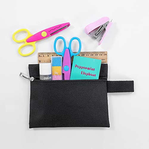 Zipper Pencil Bags, 2 Pc Pen Pouches, 7 By 5.5 Inch 600D Oxford Fabric Water Resistant Markers Eraser Zippered Bag Bulk Pouch, Office School Suppliers, Cosmetic, Makeup Small Tools Purse, Black.