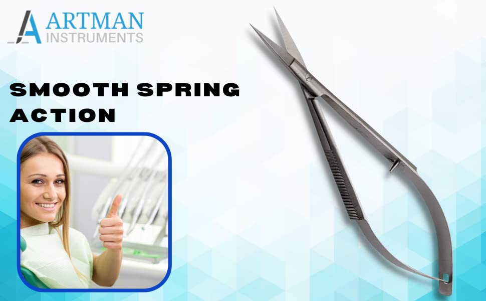 Micro Scissors 4.5" straight Castroviejo stitch cutting embroidery spring action extra sharp Squeeze scissors for ENT eye skin dental veterinary surgeon by Artman Instruments