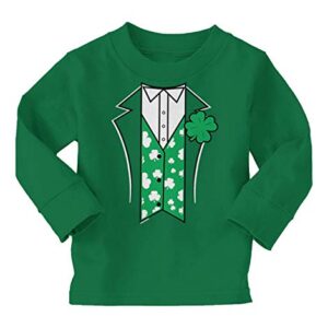 Leprechaun Suit - Four Leaf Clover Long Sleeve Toddler Cotton Jersey Shirt (Kelly, 2T)