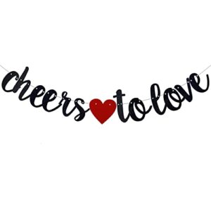 mjjlt cheers to love banner black for anniversary, wedding , bachelorette ,engagement party decorations pre-strung