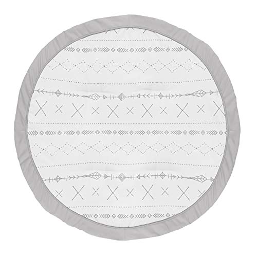 Sweet Jojo Designs Grey Boho Boy or Girl Baby Playmat Tummy Time Infant Play Mat - Gray and White Woodland Forest Tribal Arrow Unisex