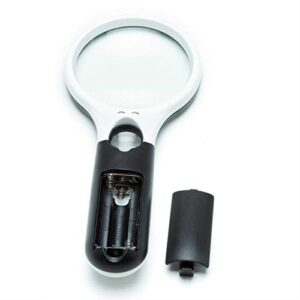 Lighted Magnifying Glass with 3X Magnifier for Reading and 45x Loupe Use as Magnifying Lens, Jewelers Loupe, or Coin Magnifying Glass with Light, or Handheld Small Magnifying Glass for Reading Labels