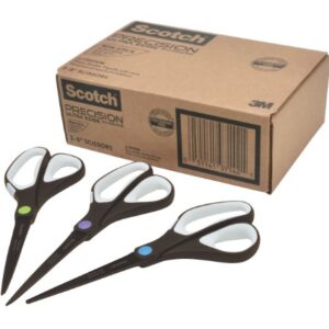 Scotch 8" Precision Ultra Edge Non-Stick Scissors, 3-Pack, Ideal for Fabric, Crafts and photos (1468-3AMZ)