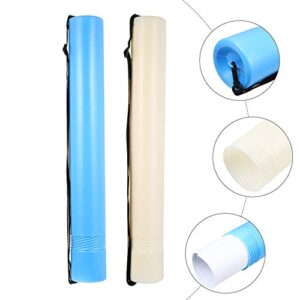 EXCEART 2pcs Document Blueprint Drawing Painting Portfolio Poster Expandable Hard Plastic Storage Tube with Adjustable Shoulder Strap Waterproof Carrying Case(White, Blue)