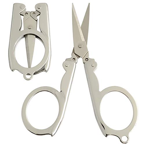 2Pcs Mini Scissors,Foldable Scissors Stainless,Travel Scissors for Can Hang on Your Key Chain,for Craft, Camping, Outdoors