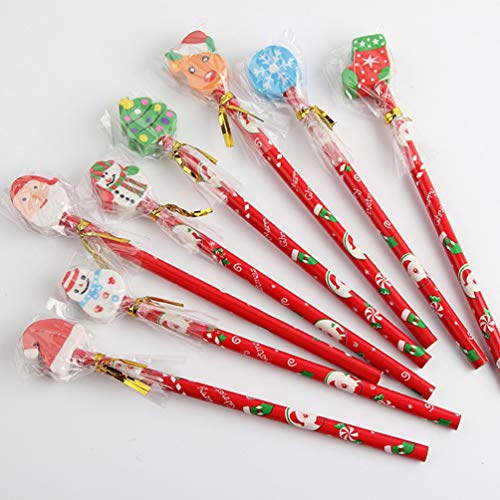 TOYANDONA 24pcs Christmas Pencils with Erasers, Cartoon Christmas Pencils with Eraser Toppers Christmas Gift Party Favors for Children