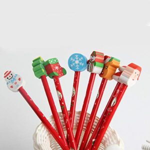 TOYANDONA 24pcs Christmas Pencils with Erasers, Cartoon Christmas Pencils with Eraser Toppers Christmas Gift Party Favors for Children