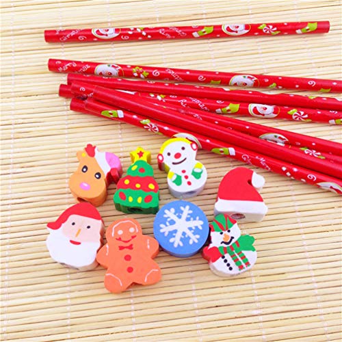 TOYANDONA 24pcs Christmas Pencils with Erasers, Cartoon Christmas Pencils with Eraser Toppers Christmas Gift Party Favors for Children