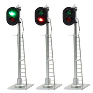 jtd873gr 3pcs model railroad train signals 2-lights block signal ho scale 12v green-red traffic lights for train layout new