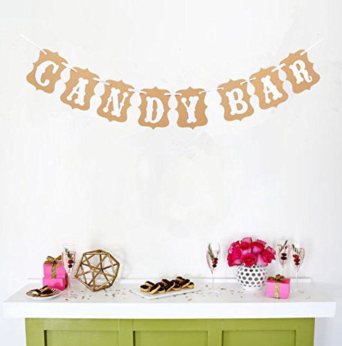 Candy Bar Party Banner,Wedding Party Reception Buffet Decoration Photography Banner Prop (White)