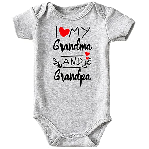 Acwssit I Love My Grandma And Grandpa Baby Boy Clothes Unisex Funny Baby Bodysuits 0-3 Months (Gray,3-6M)