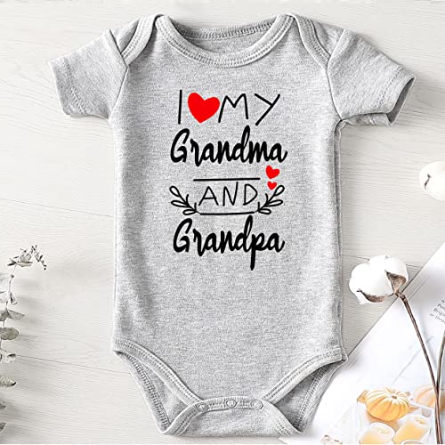 Acwssit I Love My Grandma And Grandpa Baby Boy Clothes Unisex Funny Baby Bodysuits 0-3 Months (Gray,3-6M)