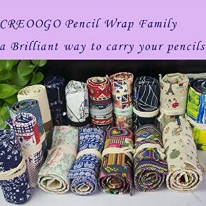 CreooGo Canvas Pencil Wrap, Pencils Roll Pouch Case Hold for 48 Colored Pencils (Pencils NOT Included)-Paniting,48 Holes