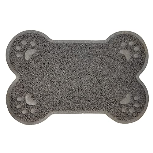 Animal Planet Waterproof Silicone Dog Feeding Mat (Grey) X-Large 24" x 16" Bone Slip Resistant Material Keeps Food Bowl in Place, Prevents Water Spills on Floor, Cat Litter Supplies, Boot Tray