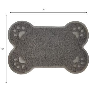 Animal Planet Waterproof Silicone Dog Feeding Mat (Grey) X-Large 24" x 16" Bone Slip Resistant Material Keeps Food Bowl in Place, Prevents Water Spills on Floor, Cat Litter Supplies, Boot Tray