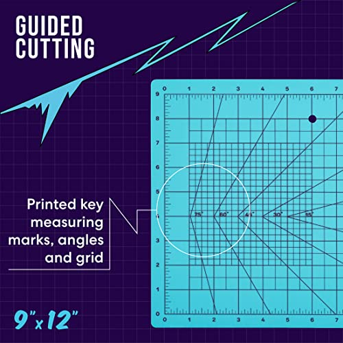 Zoid 9" x 12" Self-Healing Cutting Mat, PVC Grid Mat, Crafting and Sewing Mat for Multiple Projects, Arts and Crafts, Silhouette Cutting, Cyan/Purple BP